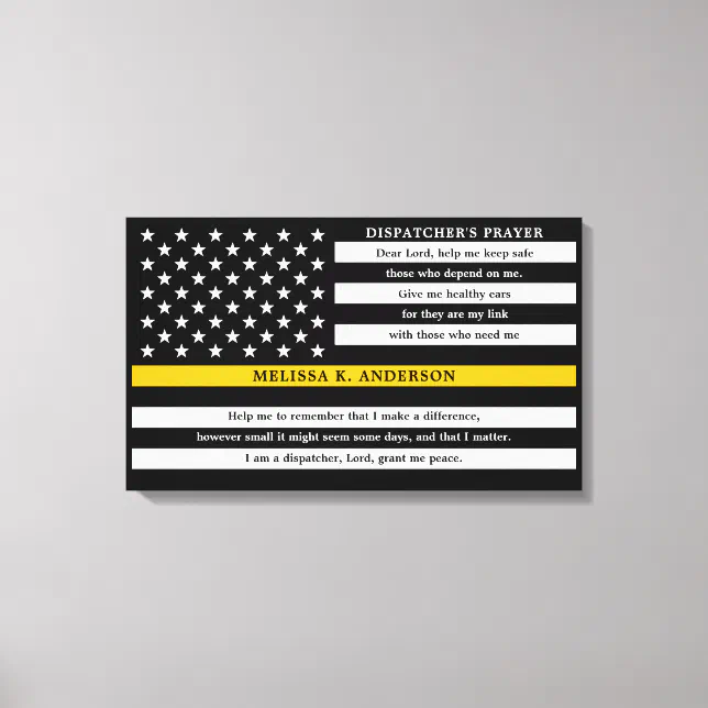 Dispatcher's Prayer Personalized Thin Gold Line Canvas Print | Zazzle