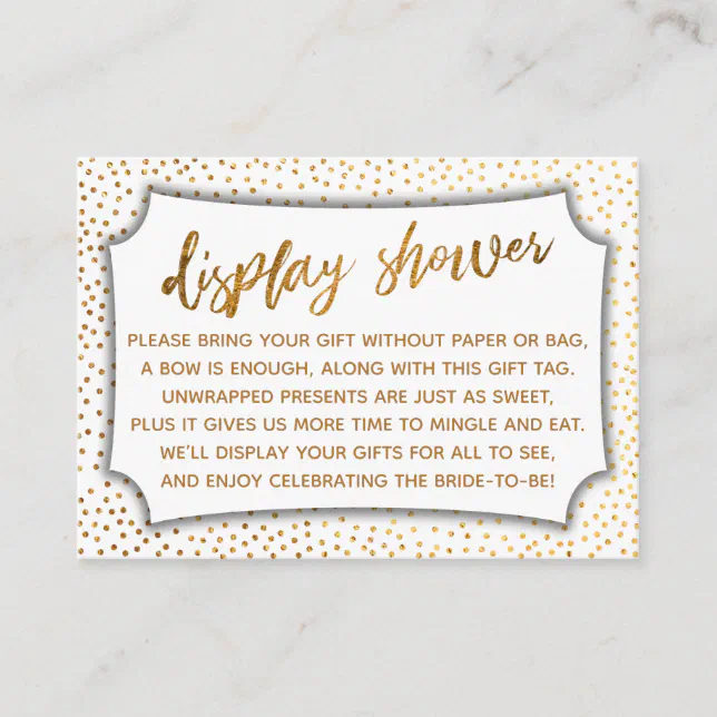 Display Bridal Shower Faux Gold Confetti Gift Card | Zazzle