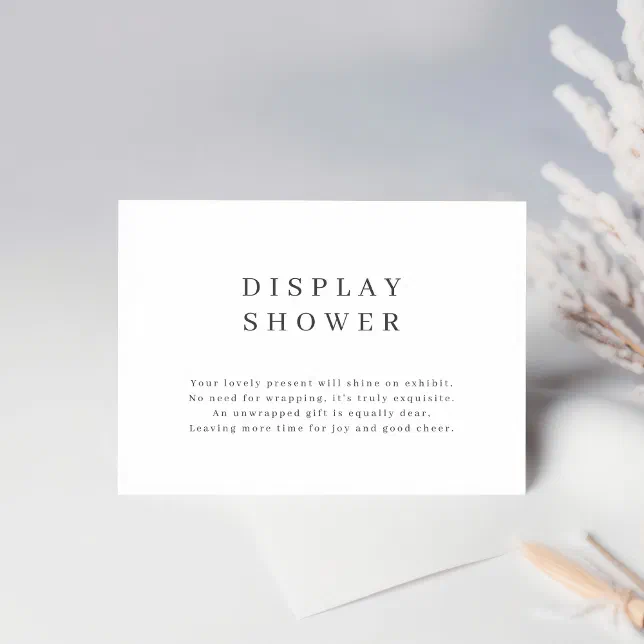 Display Shower Clean Simple Bridal Shower Enclosure Card | Zazzle