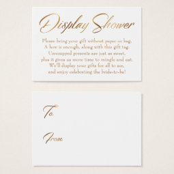 Display Shower Elegant Gold Script Gift Tag Card | Zazzle