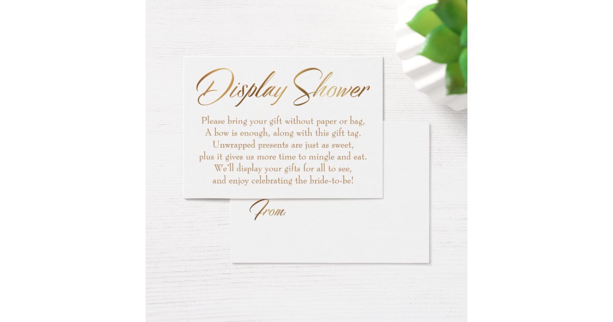 Display Shower Elegant Gold Script Gift Tag Card | Zazzle