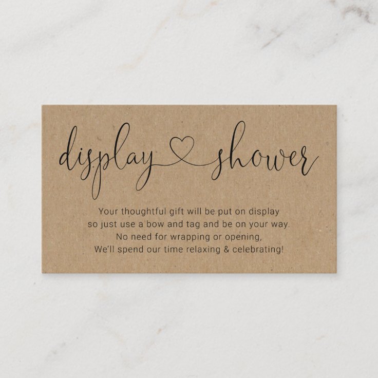 Display Shower Insert for Invitation Rustic Kraft | Zazzle