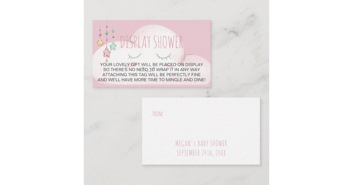 Display Shower No Gift Wrap Poem Stars Cloud Pink Enclosure Card | Zazzle