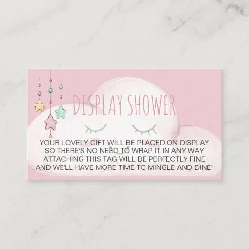 Display Shower No Gift Wrap Poem Stars Cloud Pink Enclosure Card | Zazzle