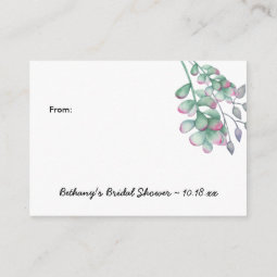 Display Shower Poem Gift Tag Rustic Succulents Enclosure Card | Zazzle