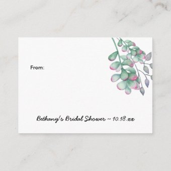 Display Shower Poem Gift Tag Rustic Succulents Enclosure Card | Zazzle