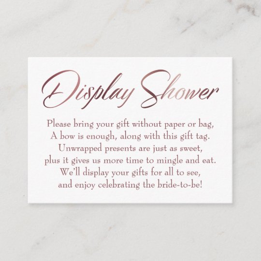 Display Shower Rose Gold Script Insert Tag Card | Zazzle.com Display Shower Rose Gold Script Insert Tag Card | Zazzle.com