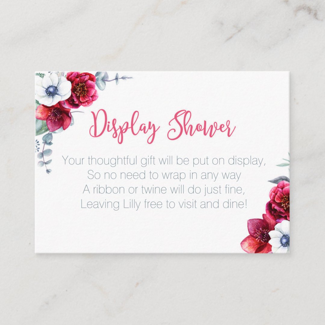 Display Shower small insert card to add to invites | Zazzle