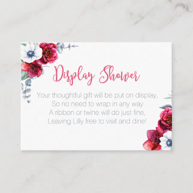 Display Shower small insert card to add to invites | Zazzle