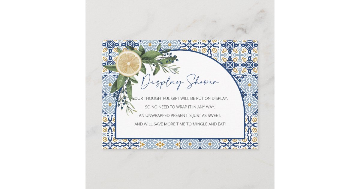 Display Shower, Unwrapped Citrus Italian Theme Enclosure Card | Zazzle