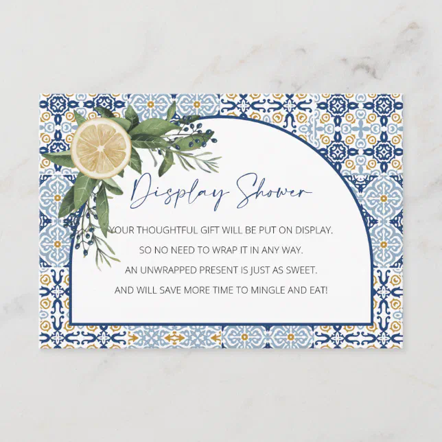 Display Shower, Unwrapped Citrus Italian Theme Enclosure Card | Zazzle