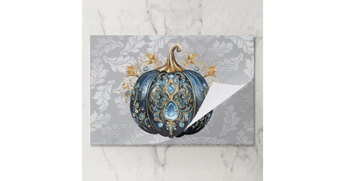 Disposable Beautiful bejeweled blue pumpkin Paper Pad | Zazzle
