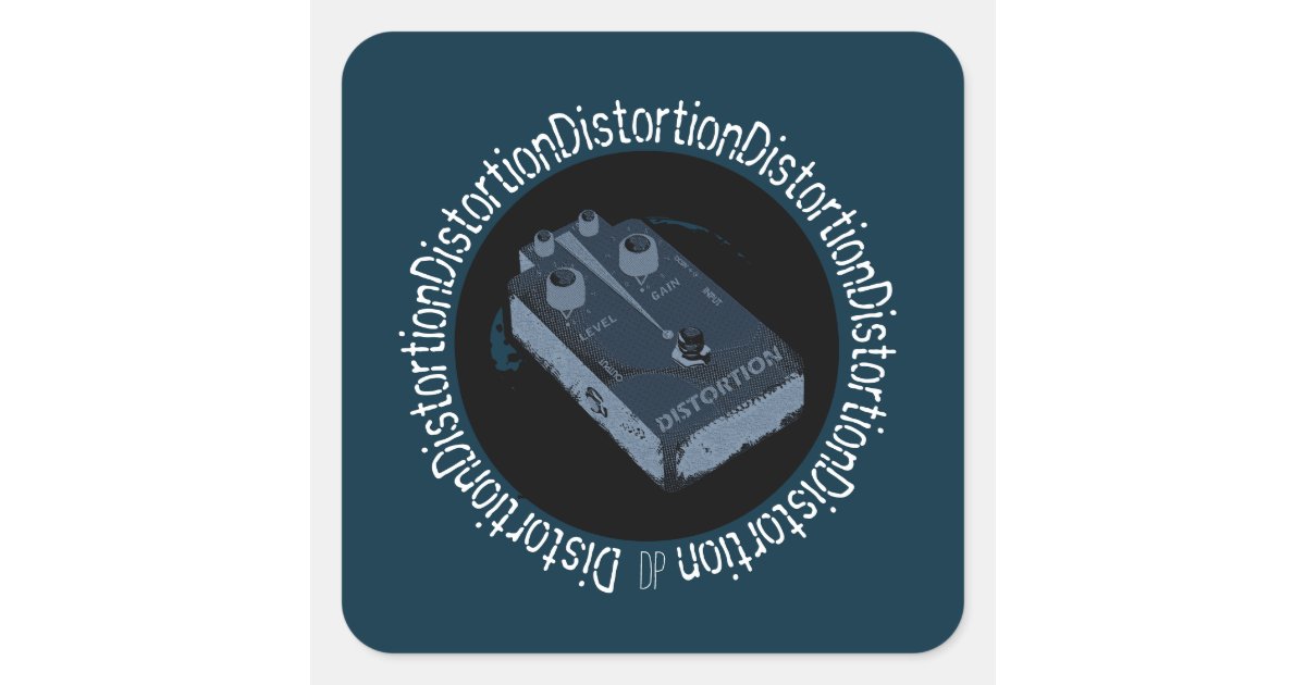 Distortion Pedal Blue Square Sticker | Zazzle
