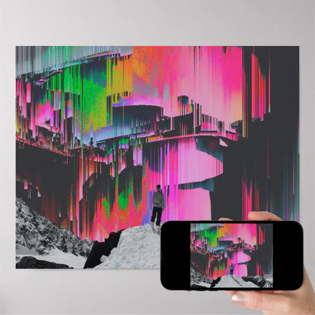 distortion, screen, pixels, pixel sorting, glitch, poster | Zazzle