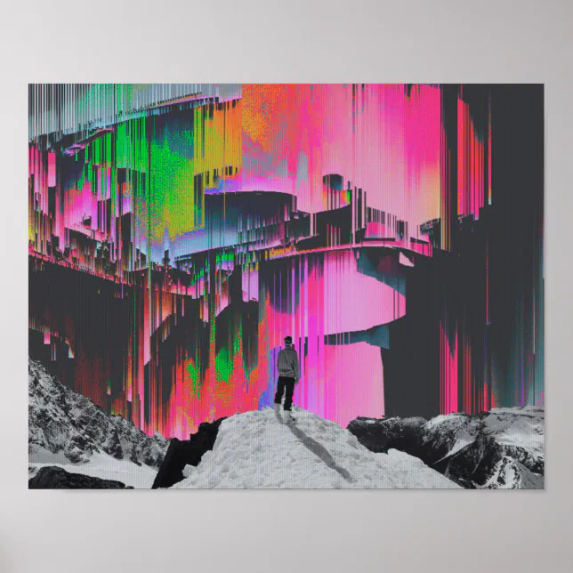 distortion, screen, pixels, pixel sorting, glitch, poster | Zazzle