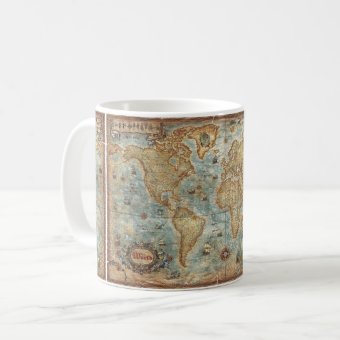 Distress Vintage antique drawn world map Coffee Mug | Zazzle