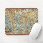 Distress Vintage antique drawn world map Mouse Pad | Zazzle