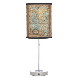 Distress Vintage antique drawn world map Table Lamp | Zazzle