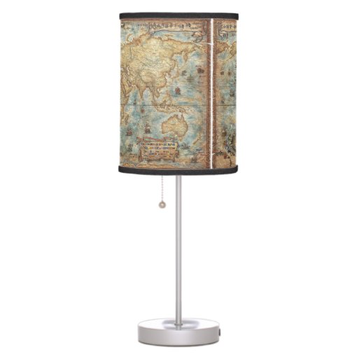 Distress Vintage antique drawn world map Table Lamp | Zazzle
