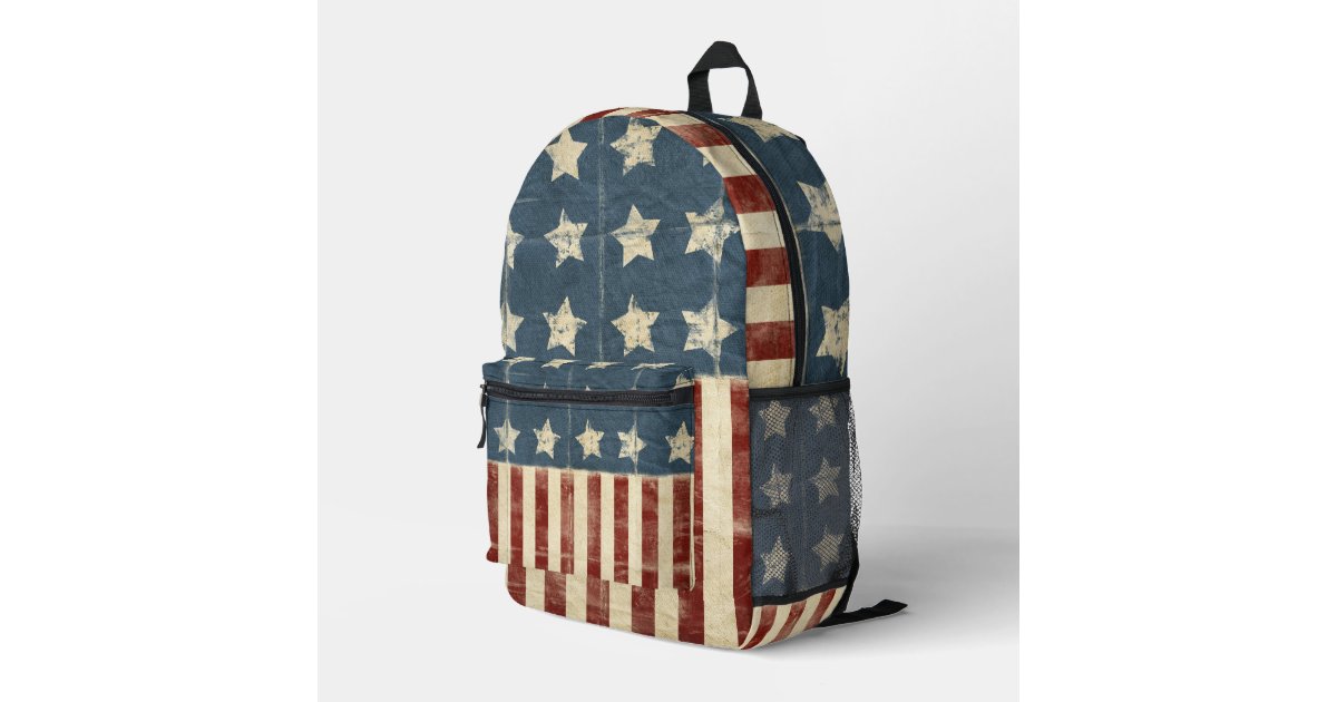 Distressed American Flag Printed Backpack | Zazzle