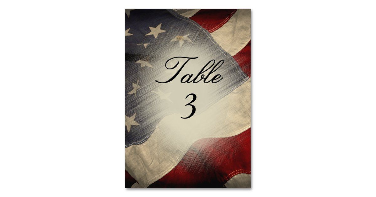 Distressed American Flag Table Number | Zazzle
