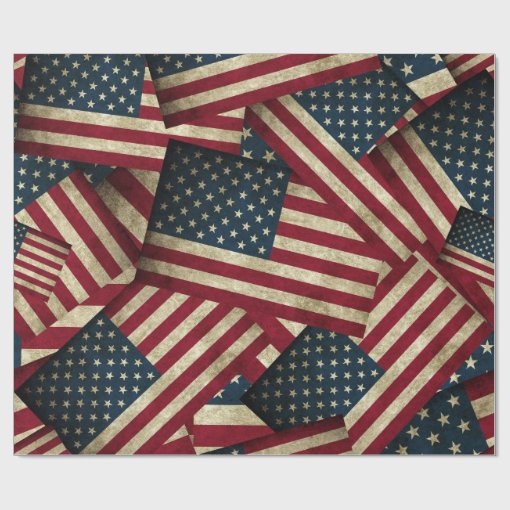 Distressed American Flags Wrapping Paper | Zazzle