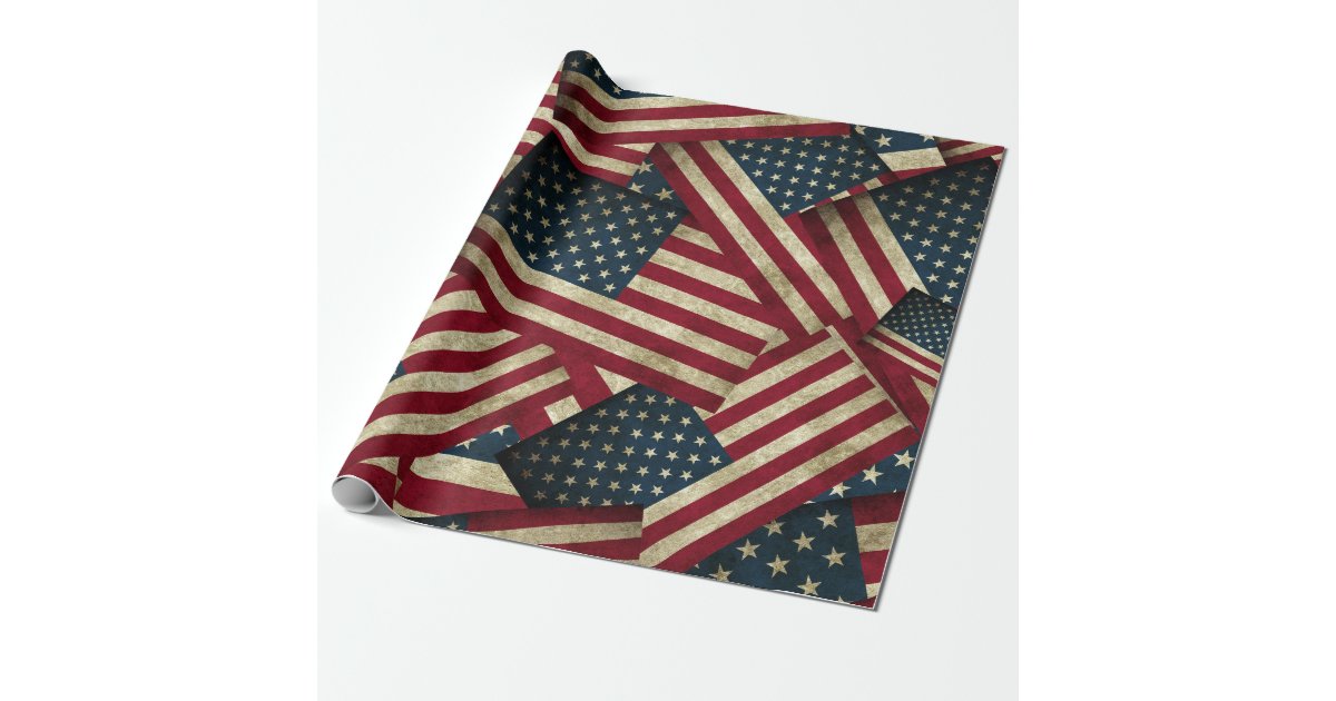 Distressed American Flags Wrapping Paper | Zazzle