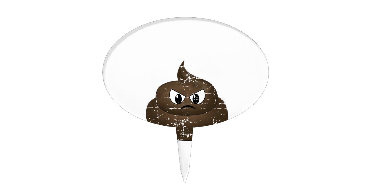 Distressed Angry Cartoon Poop Cake Topper | Zazzle