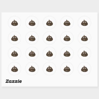 Distressed Angry Cartoon Poop Classic Round Sticker | Zazzle