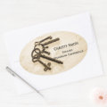 Distressed Antique Skeleton Keys on Key Ring Oval Sticker | Zazzle