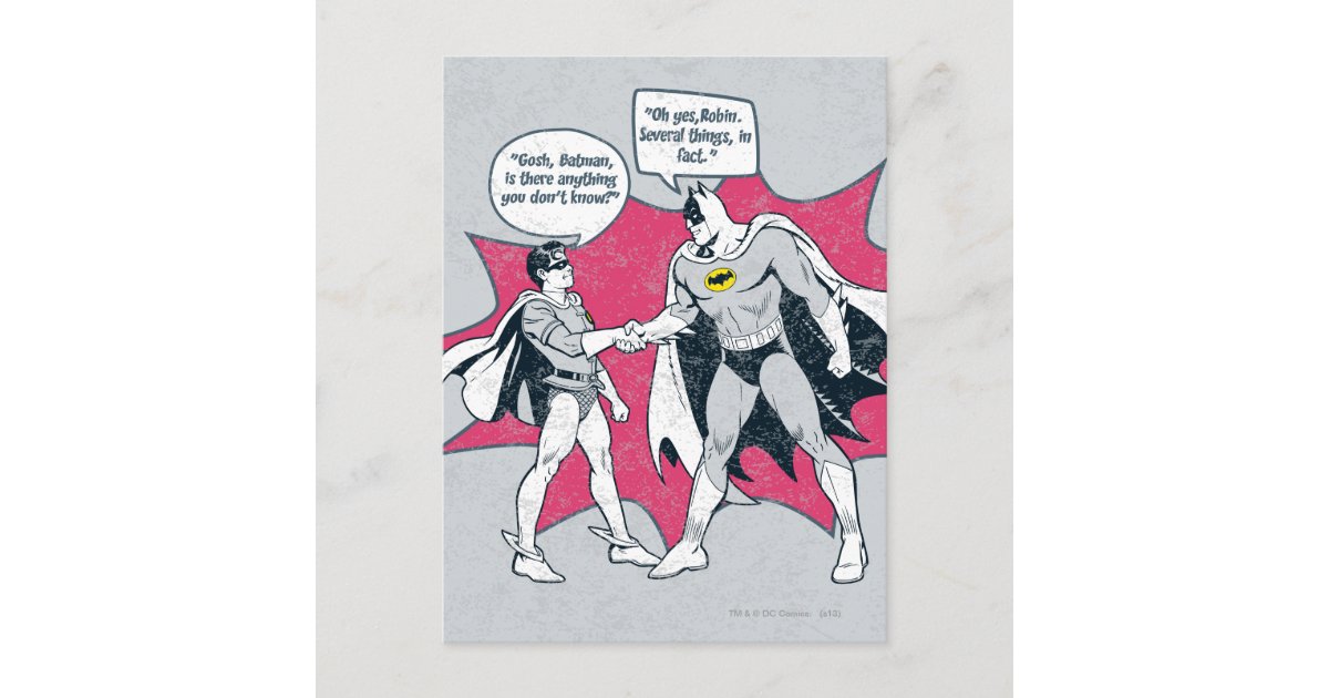 Distressed Batman And Robin Handshake Postcard | Zazzle