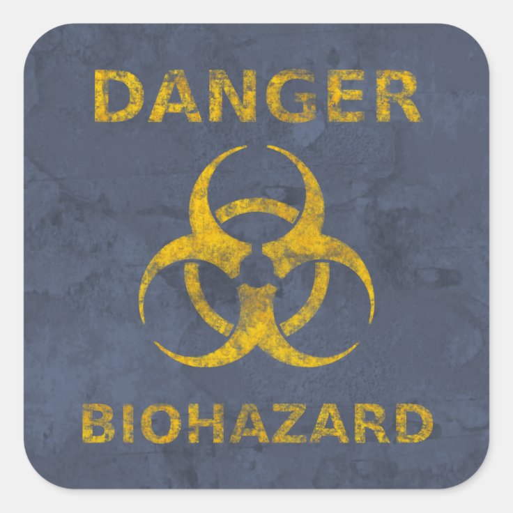 Distressed Biohazard Warning Sign Square Sticker | Zazzle