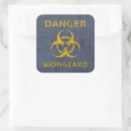Distressed Biohazard Warning Sign Square Sticker | Zazzle