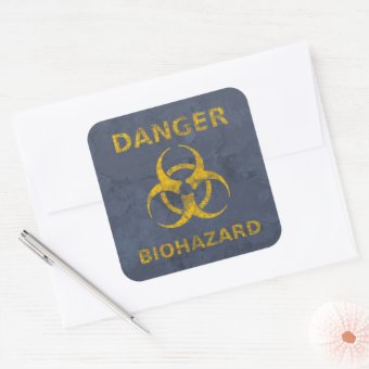 Distressed Biohazard Warning Sign Square Sticker | Zazzle
