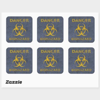Distressed Biohazard Warning Sign Square Sticker | Zazzle