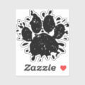Distressed Black Paint Splatter Dog Paw Print Sticker | Zazzle