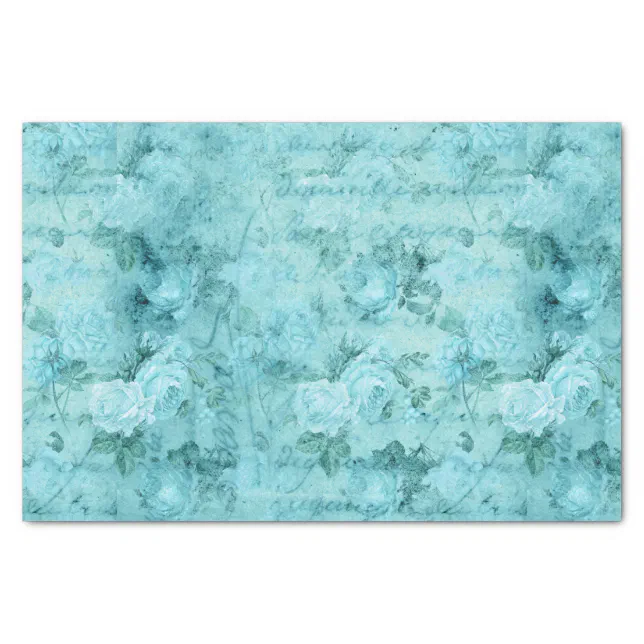Distressed Blue Roses Collage Tissue Paper | Zazzle