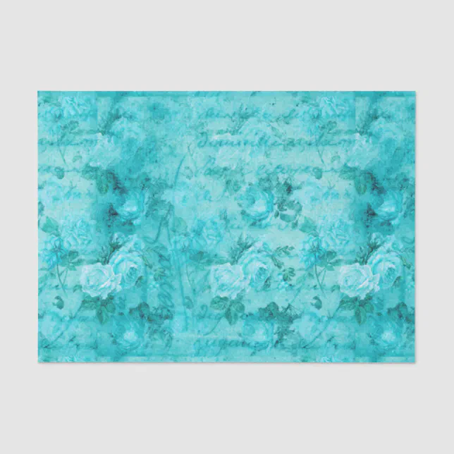 Distressed Blue Roses Collage Tissue Paper | Zazzle