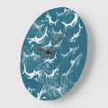 Distressed Blue Shark Pattern Large Clock | Zazzle