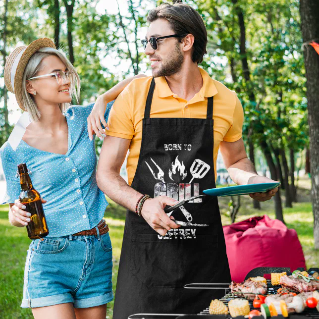Distressed Born To Grill BBQ Tools Apron | Zazzle