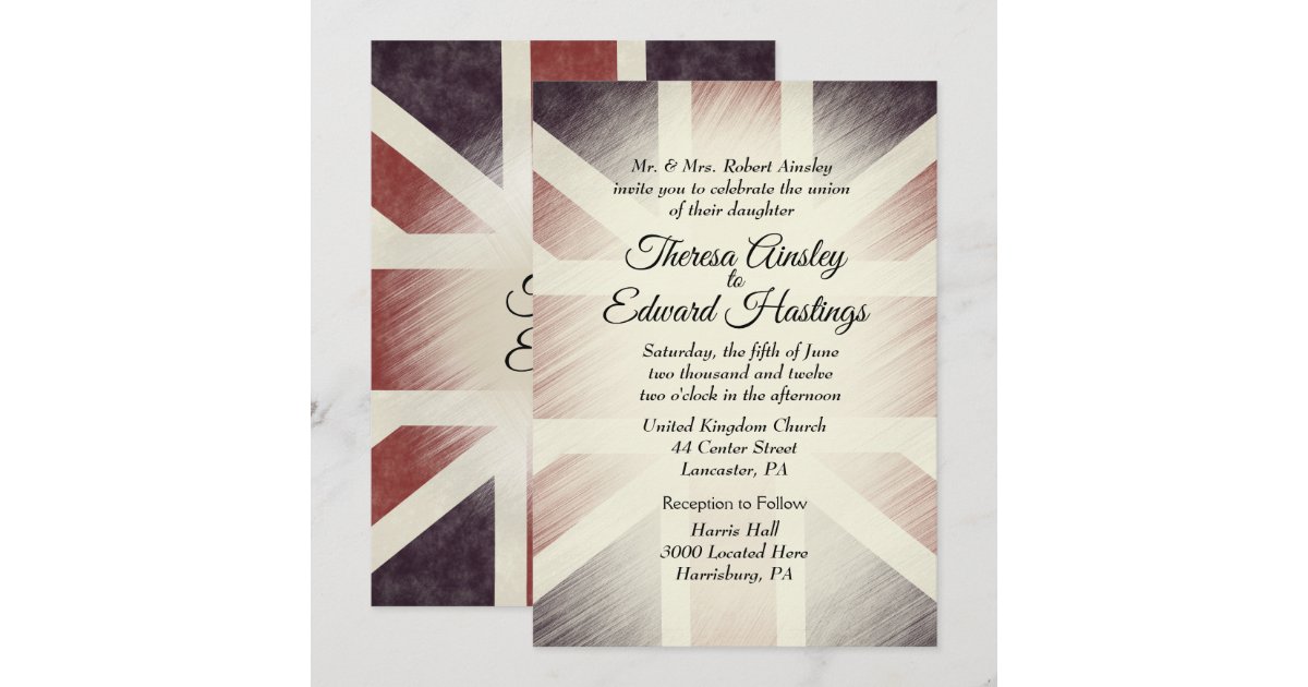 Distressed British Flag Wedding Invitations | Zazzle