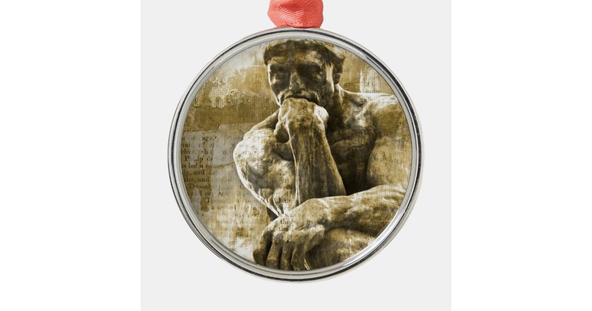 Distressed bronze statue Auguste Rodin the thinker Metal Ornament | Zazzle