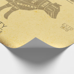 Distressed Butcher Cuts of Beef Cow Diagram Chef Wrapping Paper | Zazzle