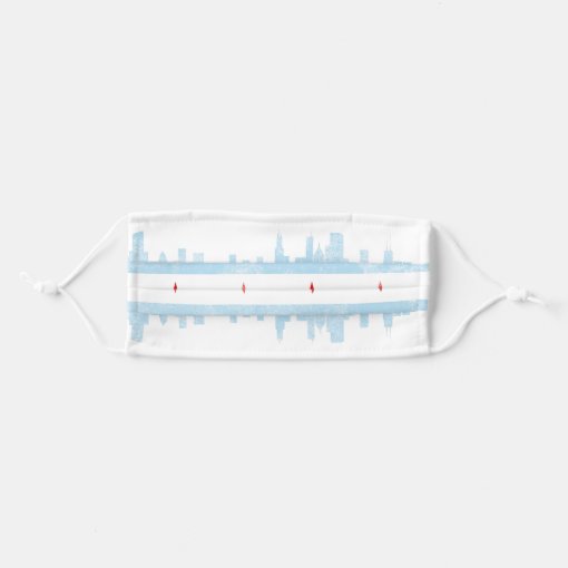 Distressed Chicago Skyline Flag Adult Cloth Face Mask | Zazzle