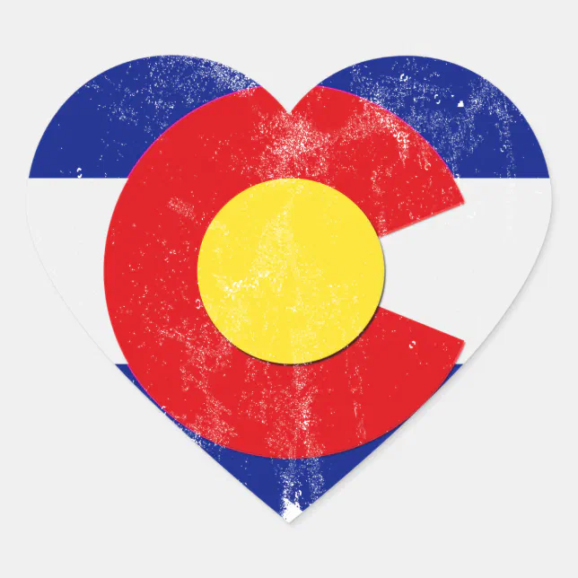 Distressed Colorado Flag Heart Sticker | Zazzle