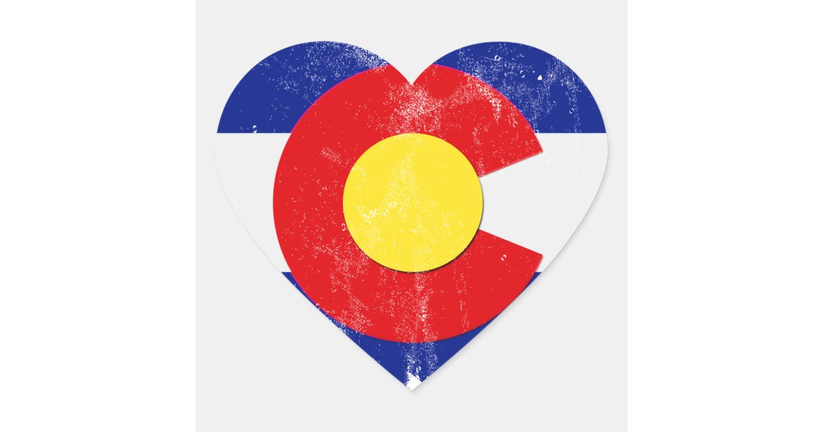 Distressed Colorado Flag Heart Sticker | Zazzle