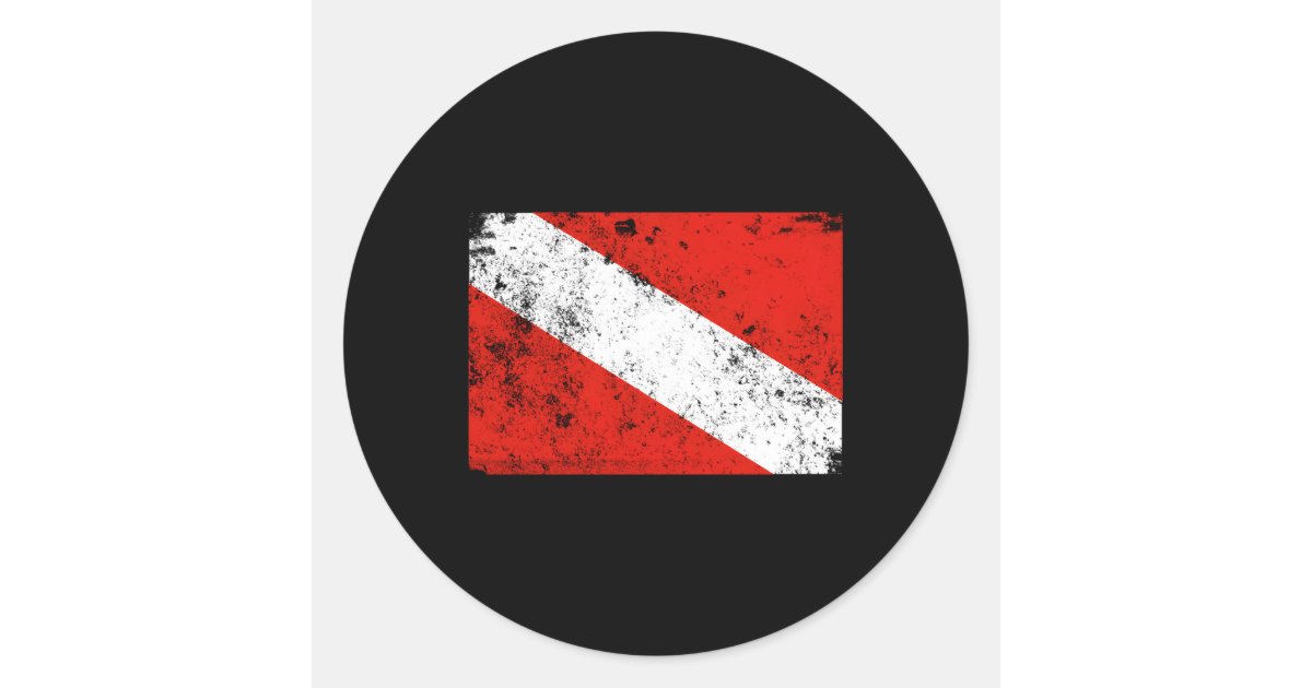 Distressed Dive Flag Scuba Diving Classic Round Sticker | Zazzle