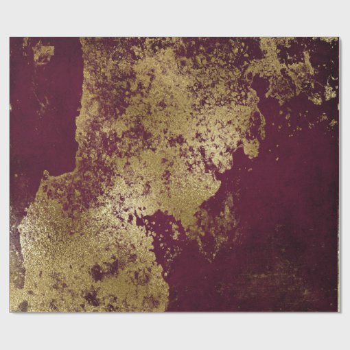 Distressed Gold Burgundy Red Rust Wrap Wrapping Paper | Zazzle