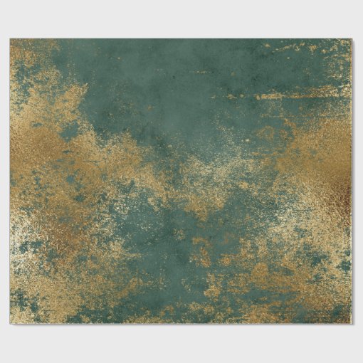 Distressed Gold Emerald Deep Green Wrap Wrapping Paper | Zazzle