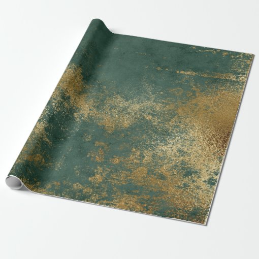 Distressed Gold Emerald Deep Green Wrap Wrapping Paper | Zazzle